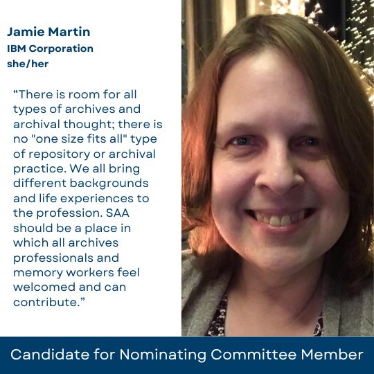Jamie Martin, Candidate for Nominating Committee Member | Society of American Archivists